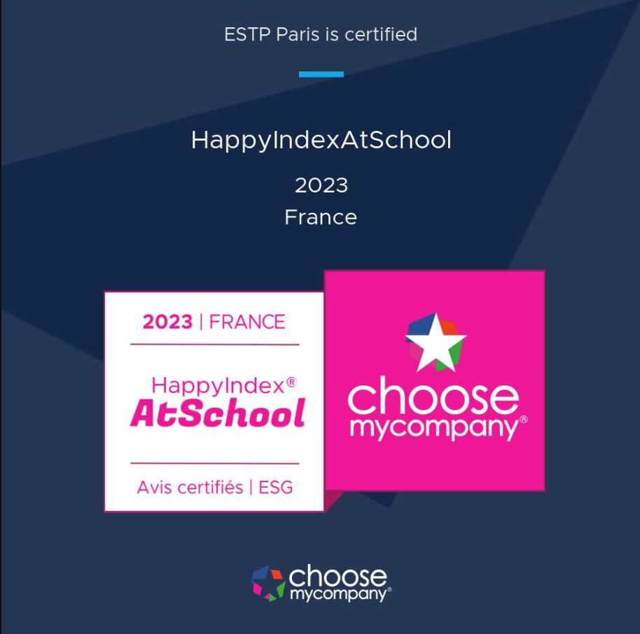 📢 L'ESTP Paris certifiée HappyAtSchool® 2023 ! | ESTP